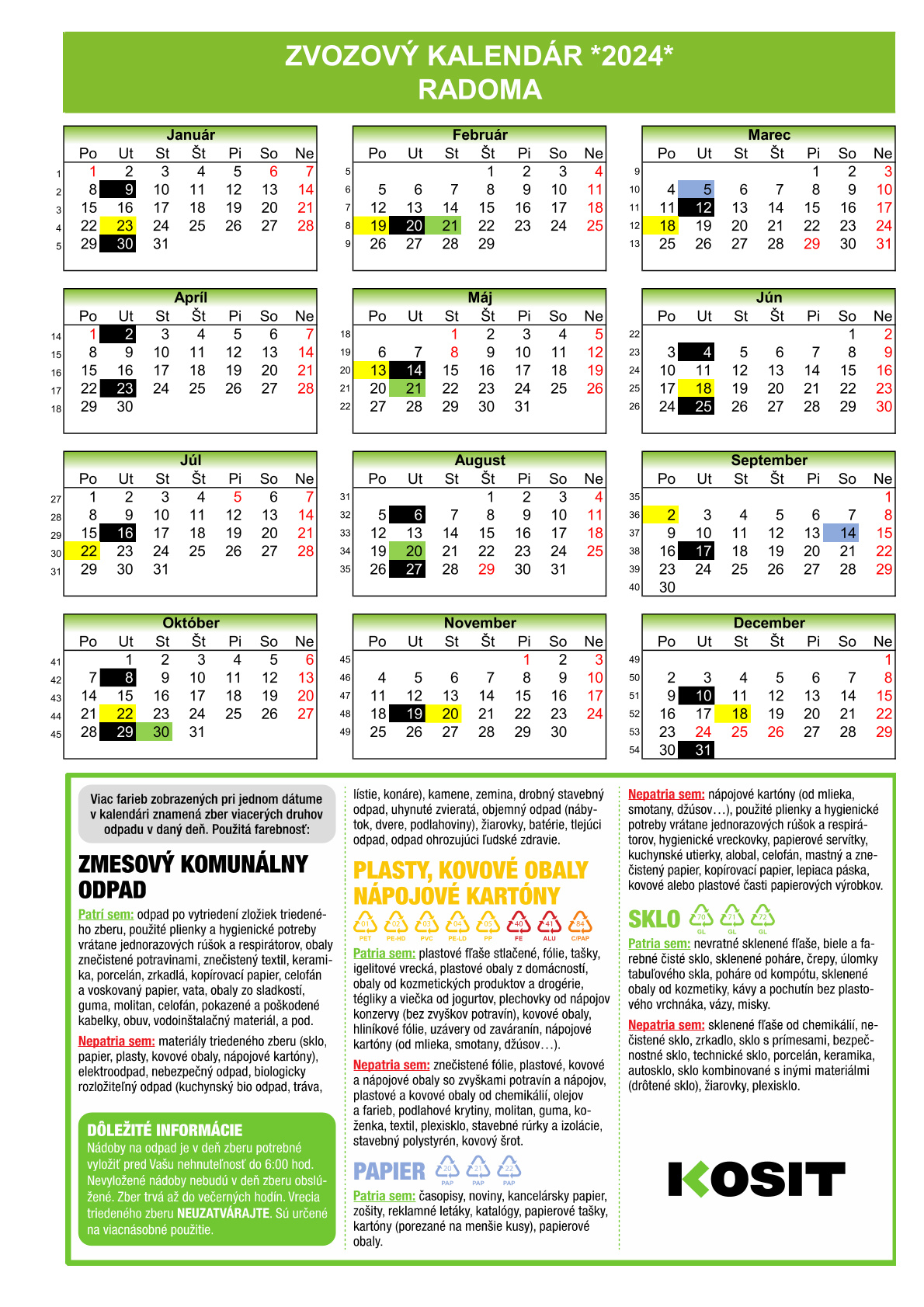 Zvozový kalendár na rok 2024 | Radoma